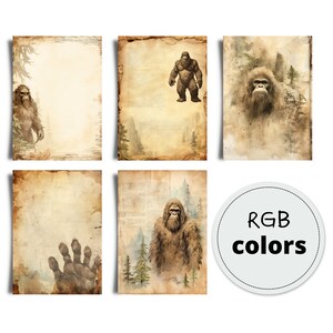 20 Pc Ancient Bigfoot Paper Textures Journal Kit, Vintage Sasquatch ...