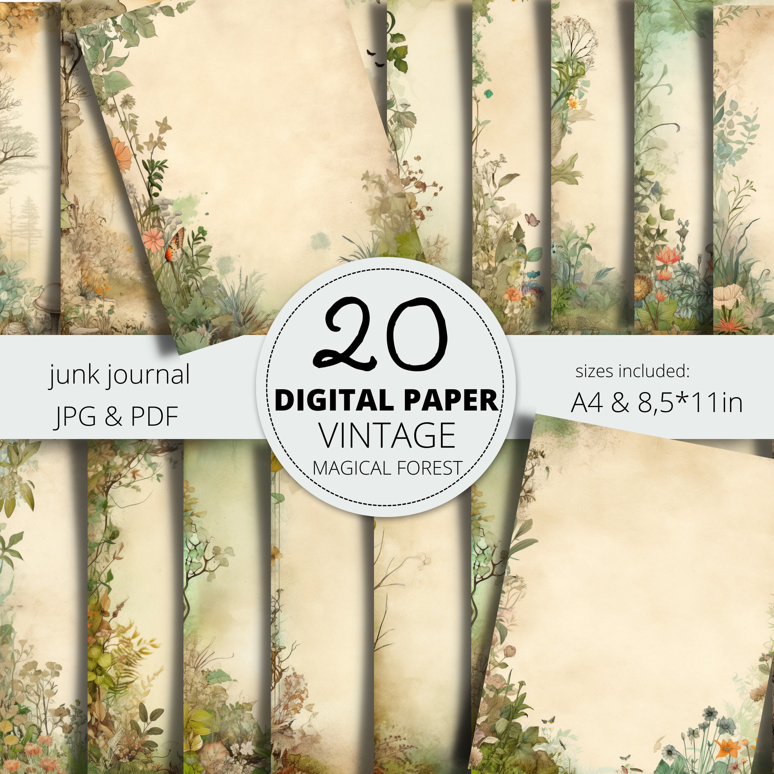 20 Pc Ancient Magical Forest Paper Textures Journal Kit - Etsy