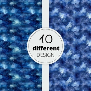 10 Pc Seamless Dark Midnight Sky Pattern Digital Paper Bundle, JPG ...
