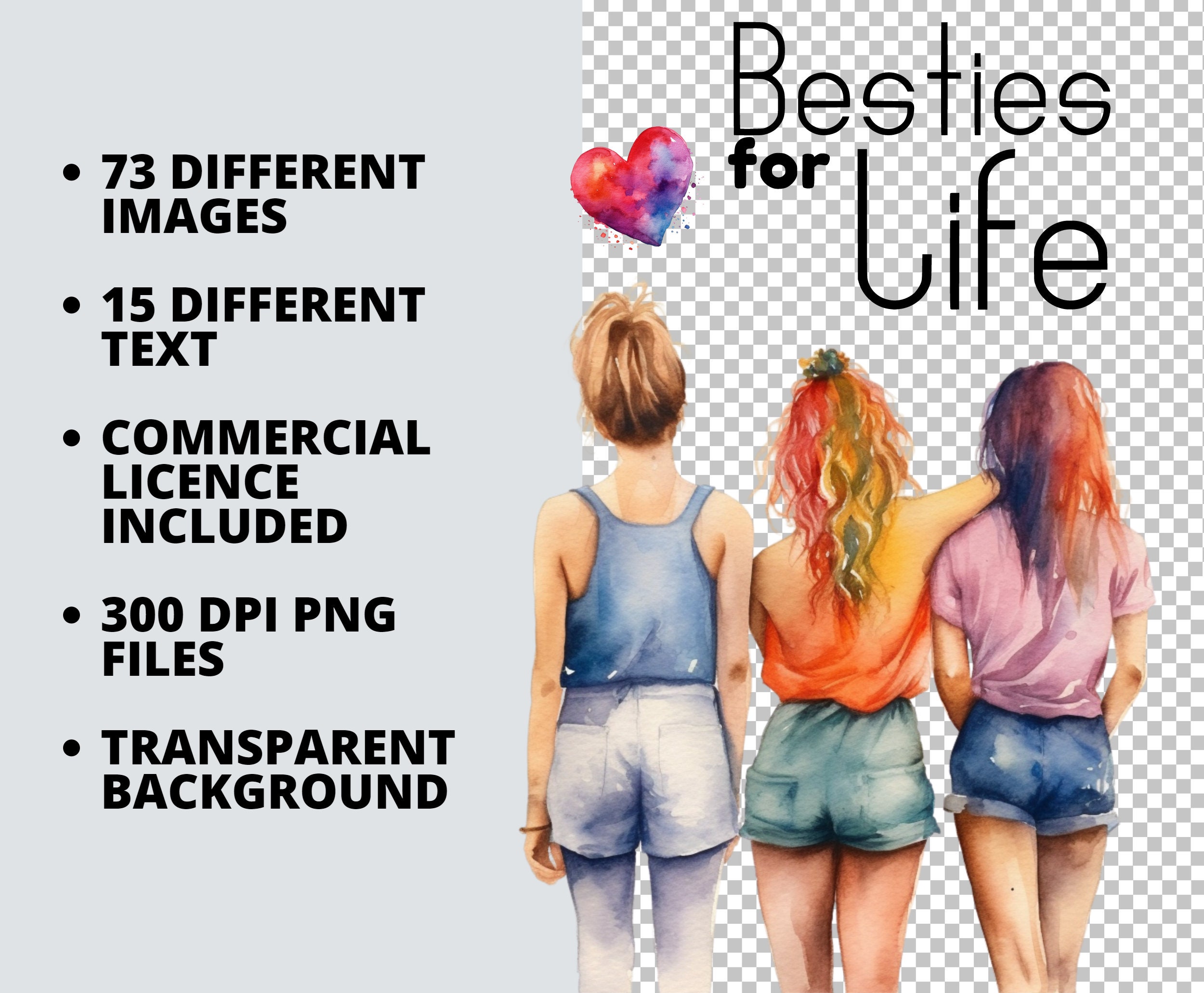 88pc Besties for Life Mega Bundle Watercolor PNG Bundle Best - Etsy Canada