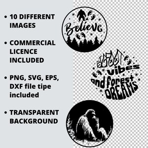 10pc Bigfoot Circle Word Art Svg Bundle, Sasquatch Yeti Text Clipart ...