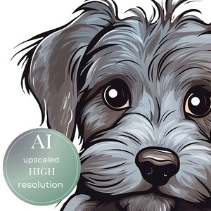 5pc Cartoon Gray Schnoodle Dog PNG Bundle, Cute Animal POD Allowed ...