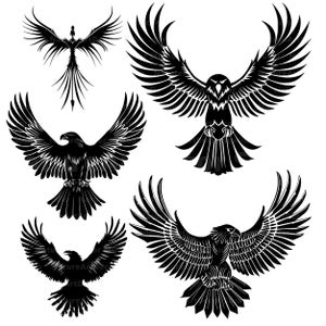 Thunderbird Silhouette Line Art Svg Bundle, Bird Monster Cryptid ...