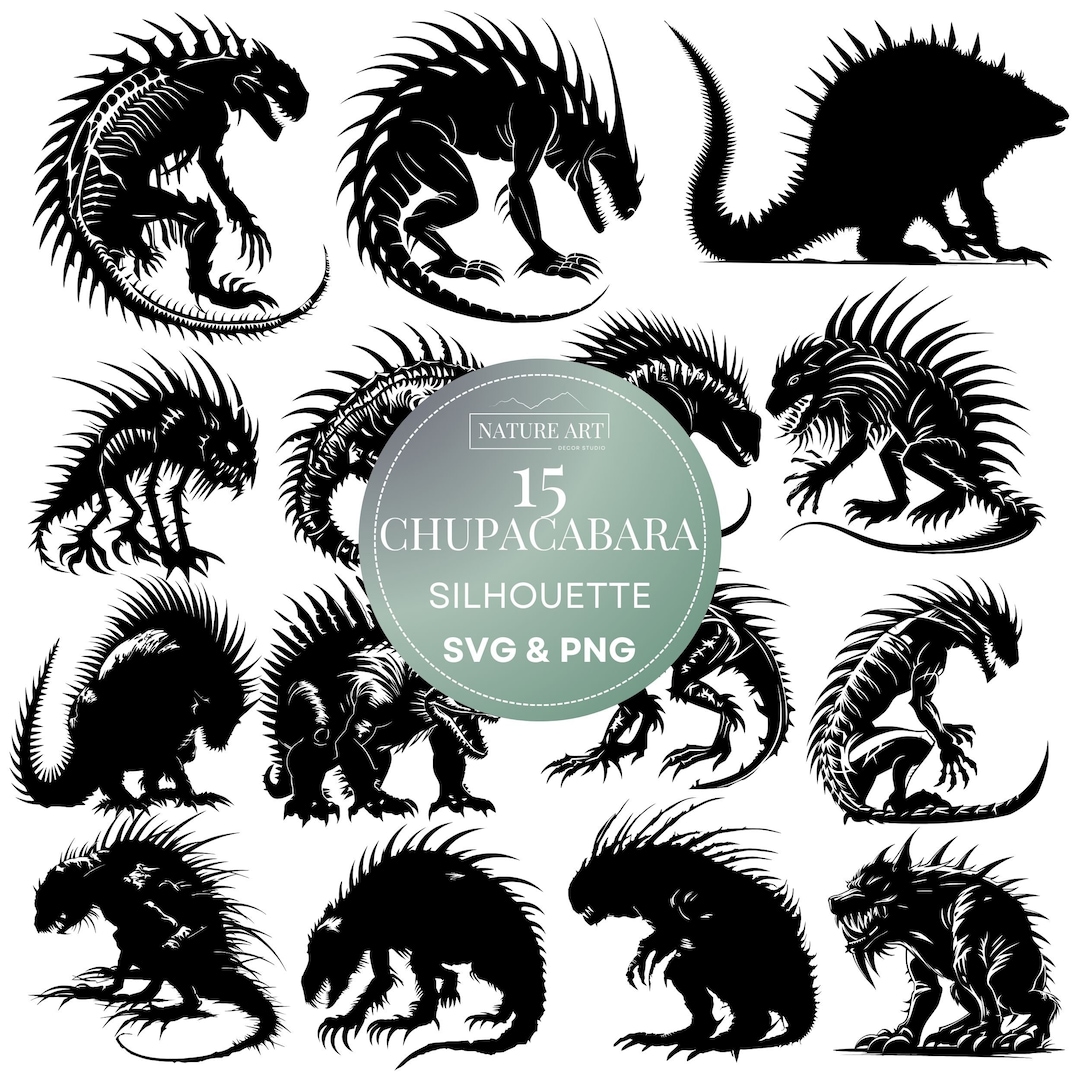 Chupacabara Silhouette Line Art Svg Bundle, Monster Cryptid Clipart ...
