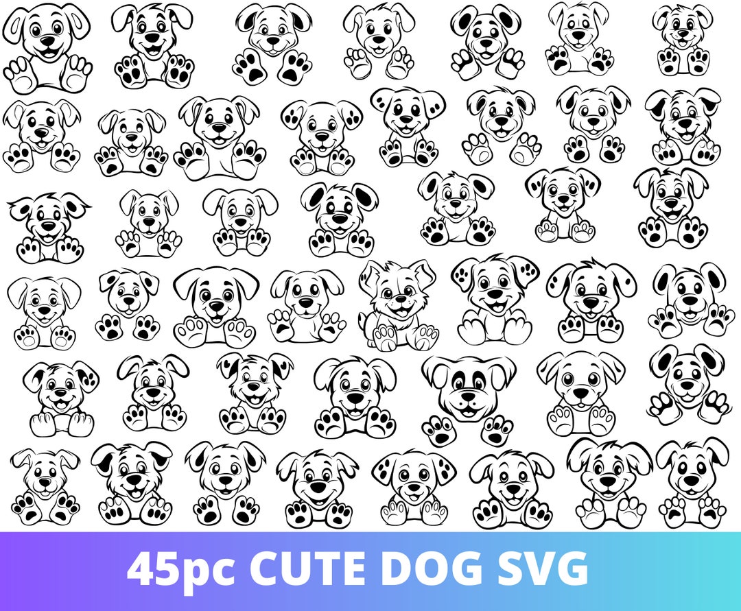 45pc Cute Climbing Dog SVG Bundle, Dog Cut Files, Dog Mom, Dad and ...