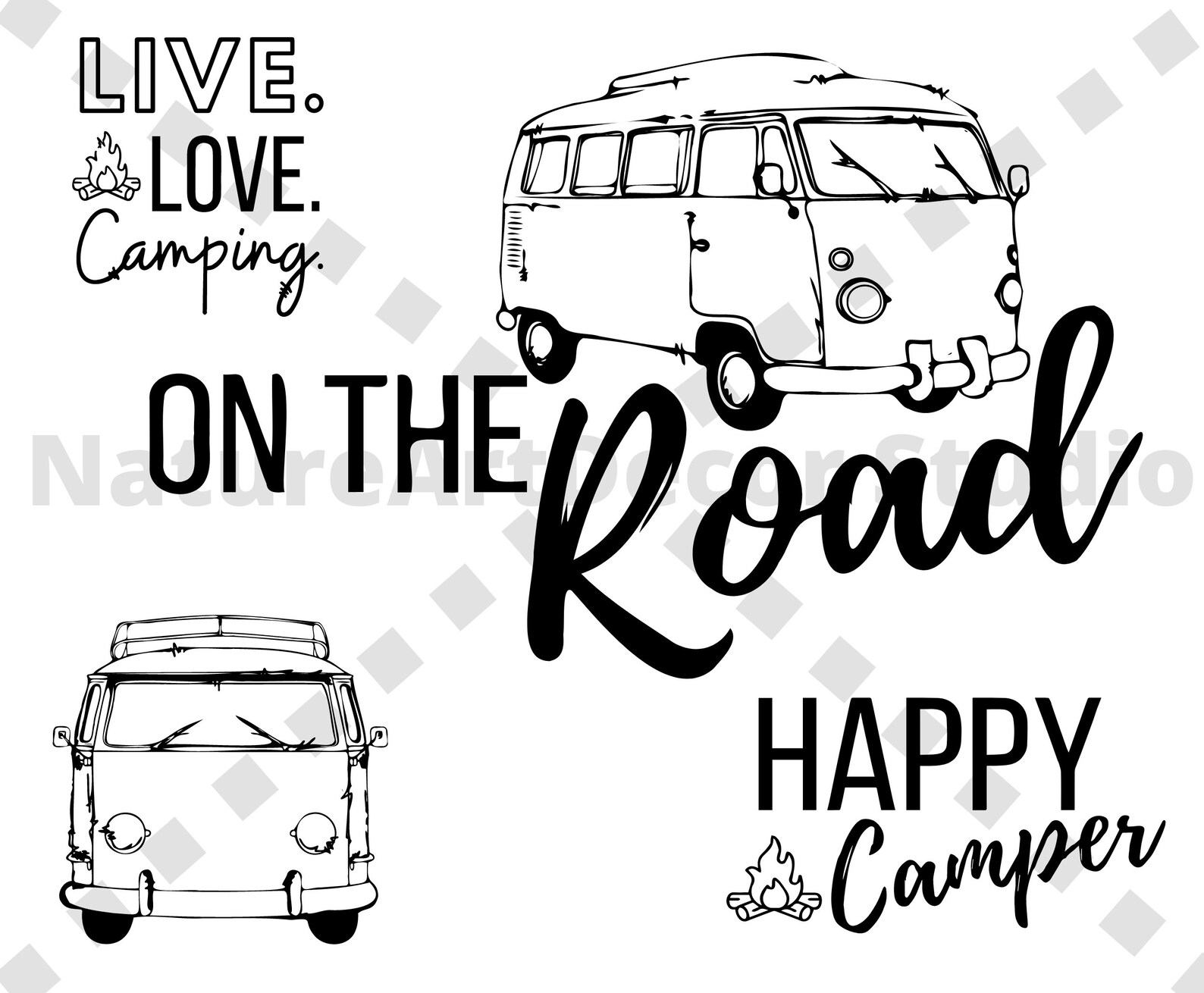 25pc Hippie Hand-drawn Caravan Doodle SVG Bundle Camping Cut - Etsy ...