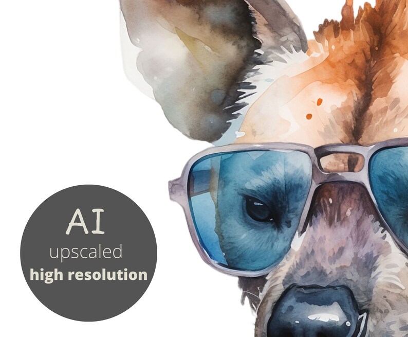 5 Cute Hyena With Sunglasses Water Color Animal PNG Bundle - Etsy