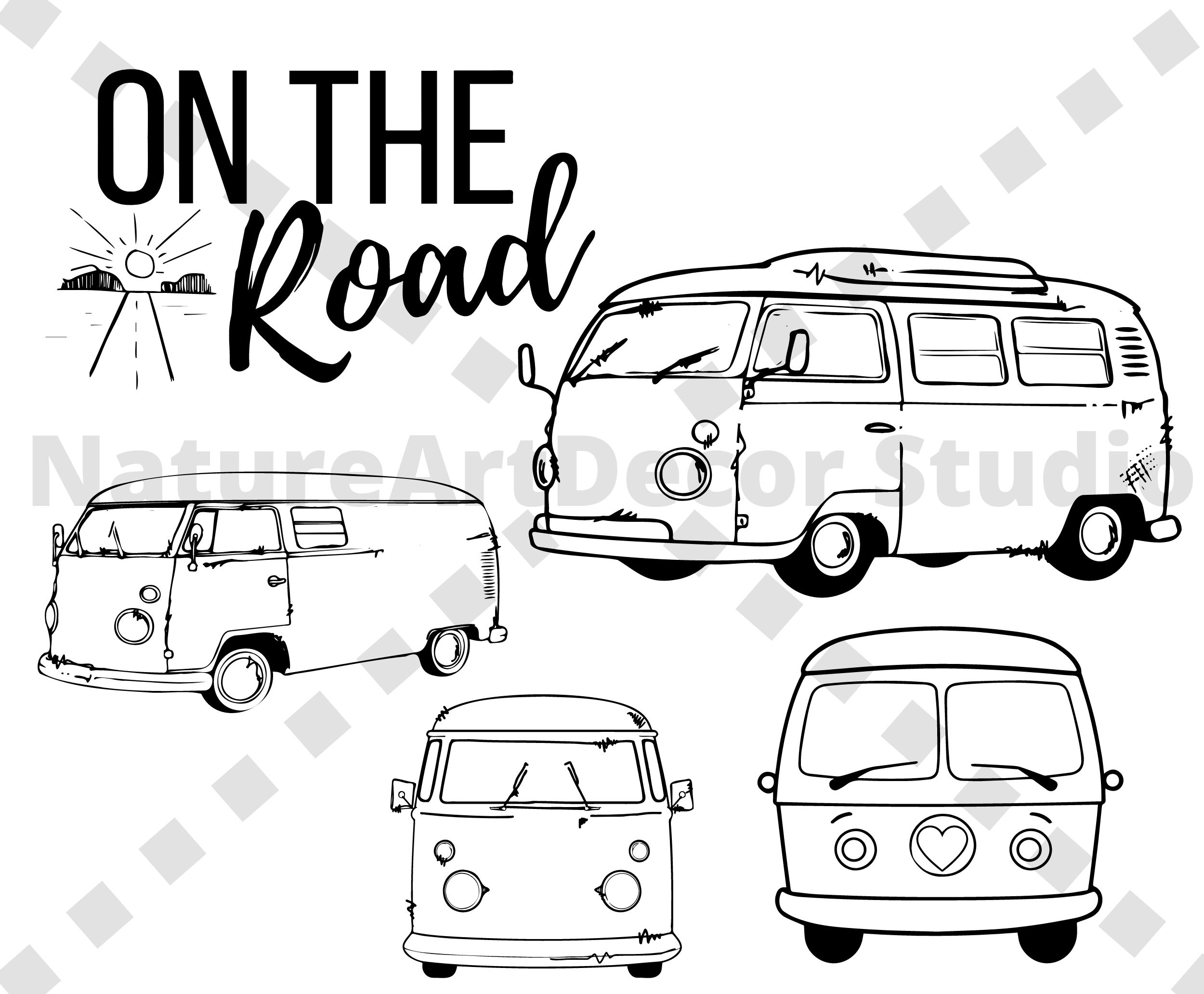 25pc Hippie Hand-drawn Caravan Doodle SVG Bundle Camping Cut - Etsy ...