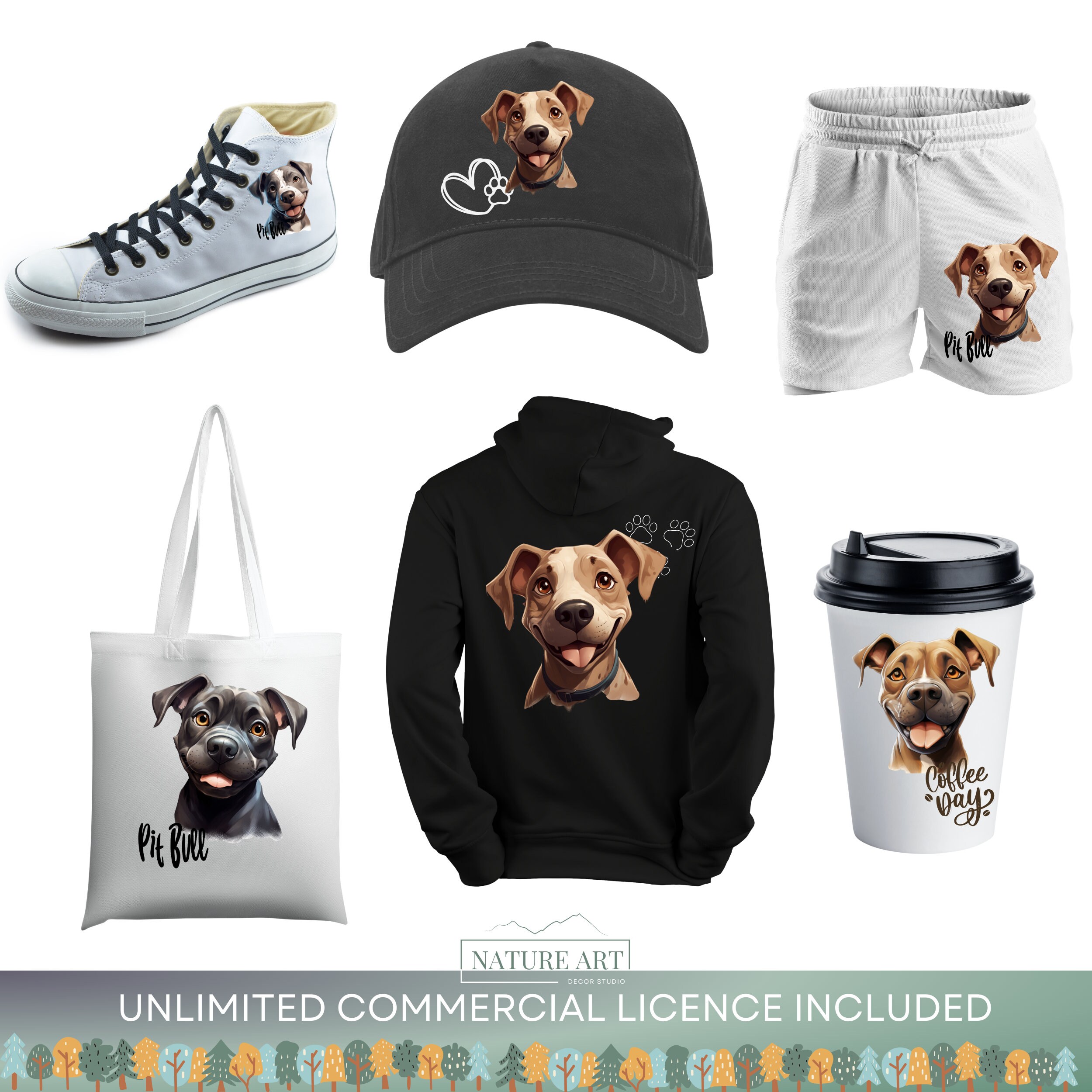 5pc Cartoon Pit Bull Head PNG Bundle Cute Puppy POD Allowed - Etsy