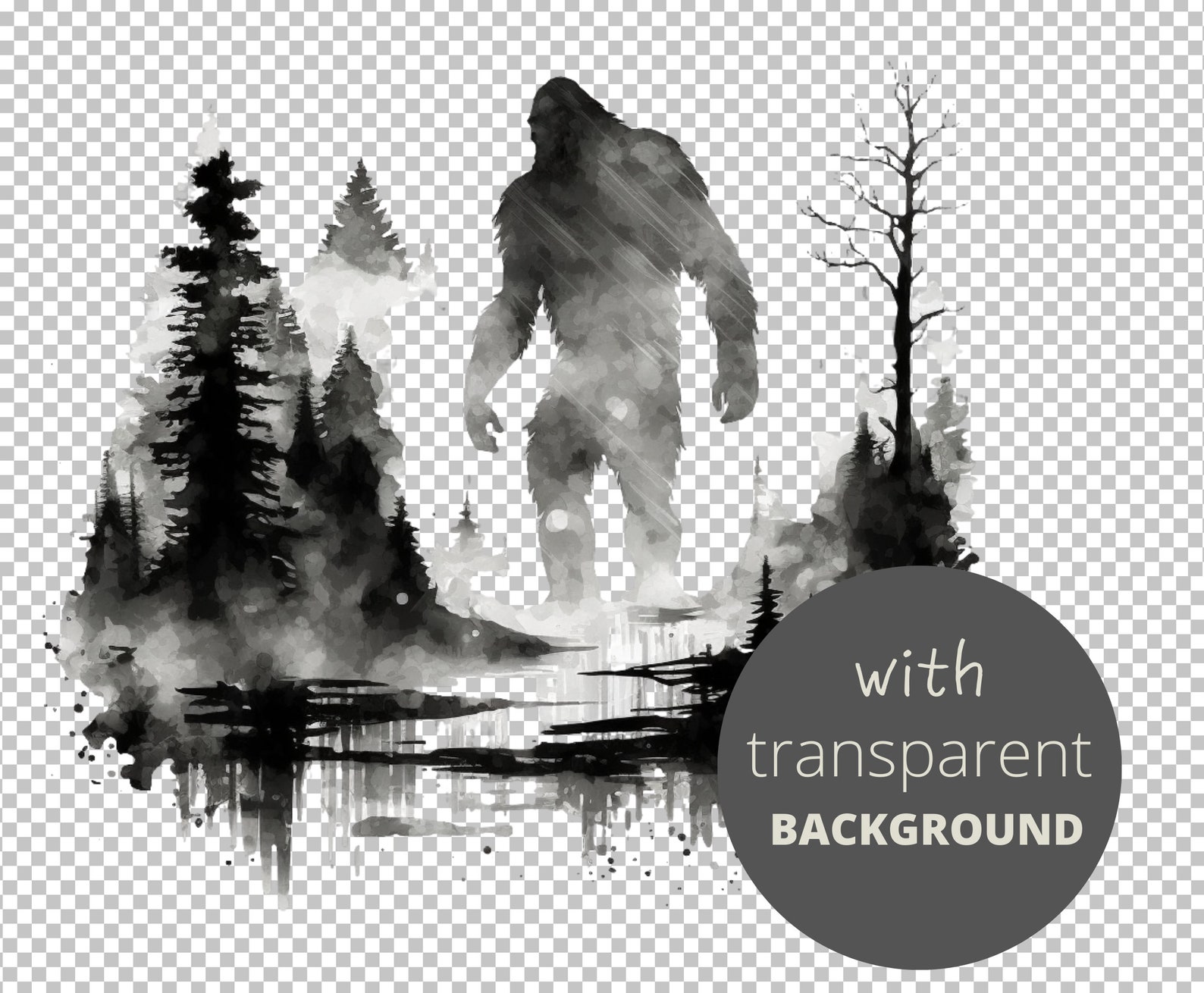 5pc Bigfoot Water Color PNG Bundle Sasquatch Yeti Hiking - Etsy