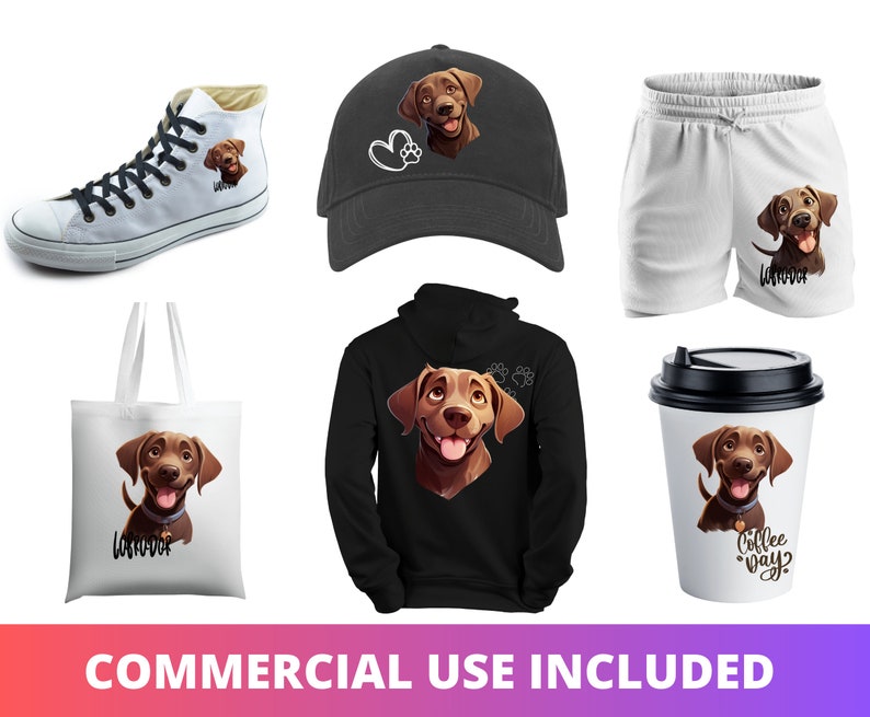 5pc Cartoon Labrador Dog Head PNG Bundle Cute Chocolate Color - Etsy
