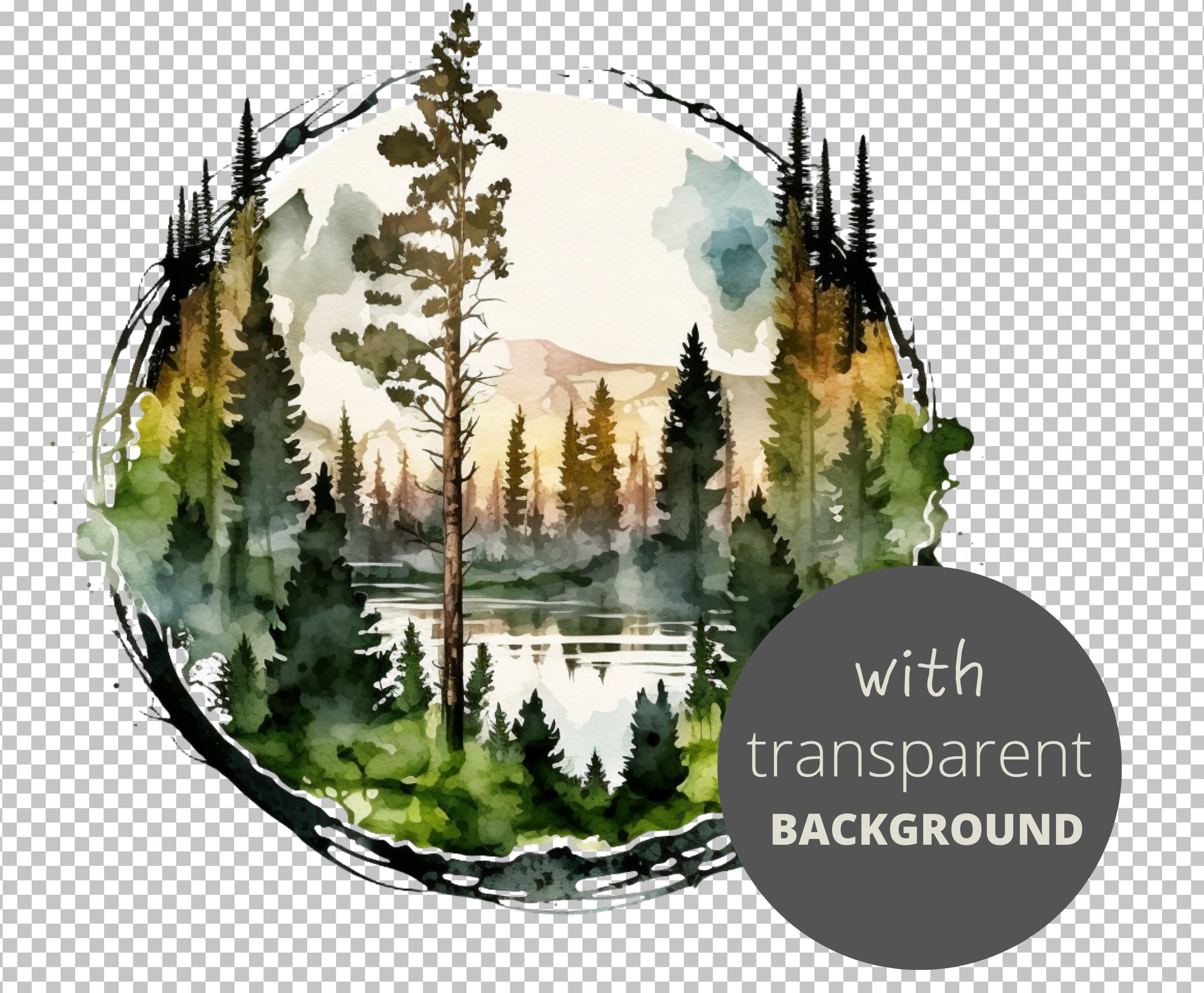 5pc Nature Landscape Water Color PNG Bundle Forest Outdoor - Etsy