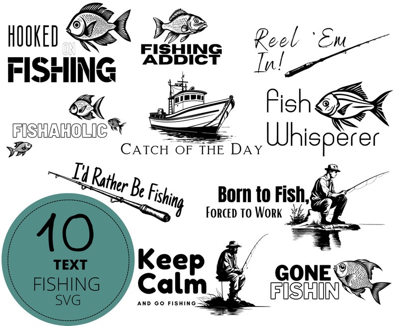 65pc Fishing PNG & SVG Clipart Bundle Watercolor Fish - Etsy