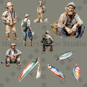 70pc Watercolor Fishing Vibe PNG Bundle, Watercolour Fish Clipart ...