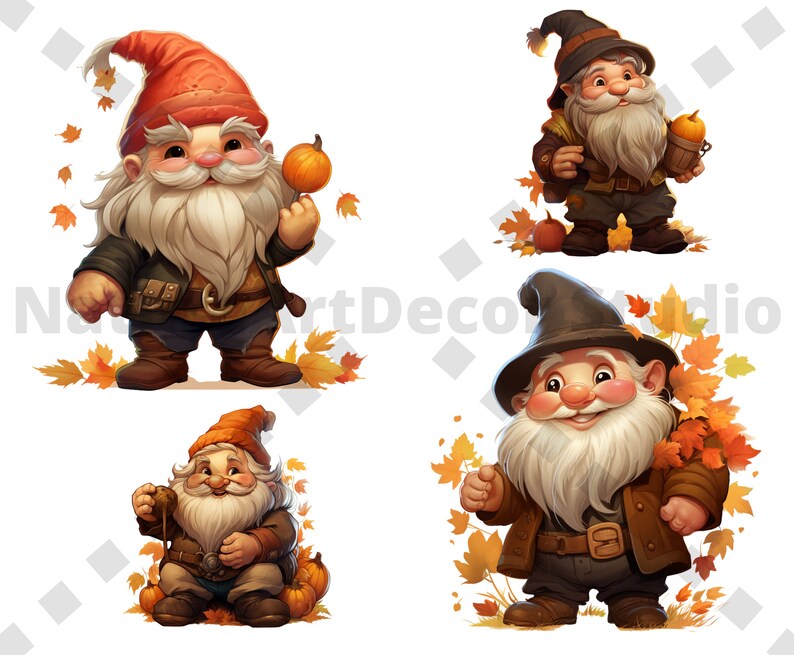 20pc Autumn Cartoon Dwarf PNG Bundle Gnomes Clipart Fantasy - Etsy