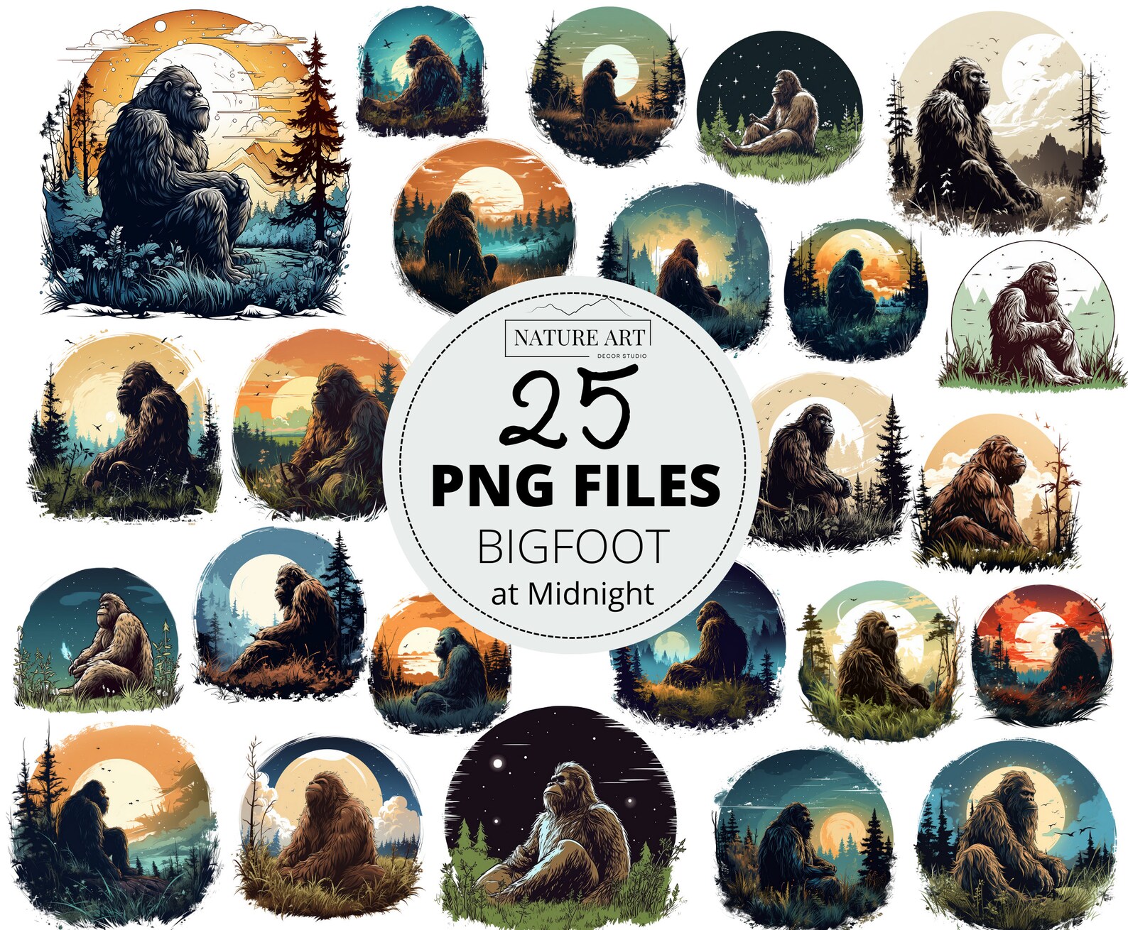 Bigfoot at Midnight PNG Bundle Vintage Sasquatch Imges Yeti - Etsy