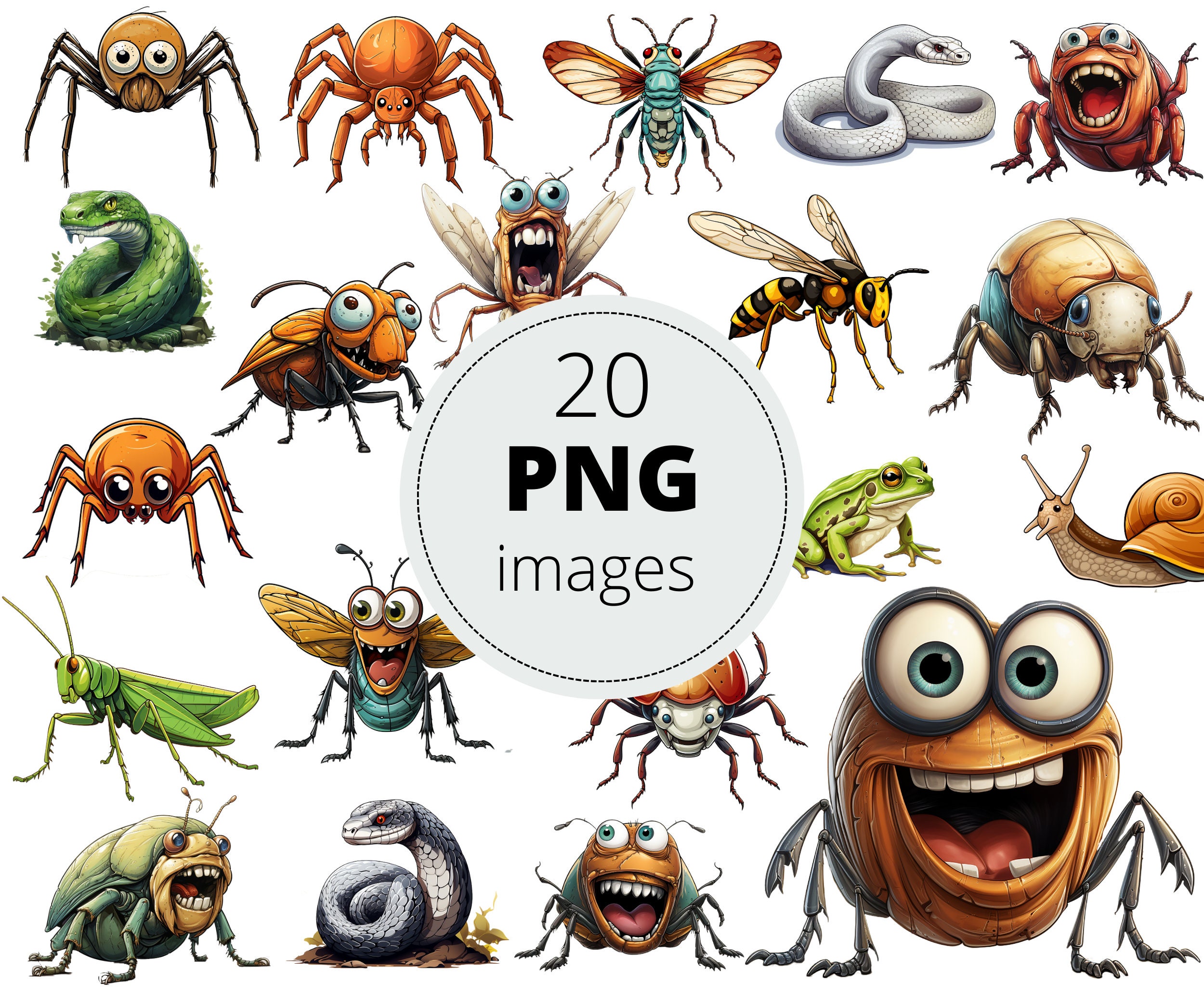 100pc Creepy Crawlies Image Bundle, Insect, Bug, Moth, Snake, Centipede ...