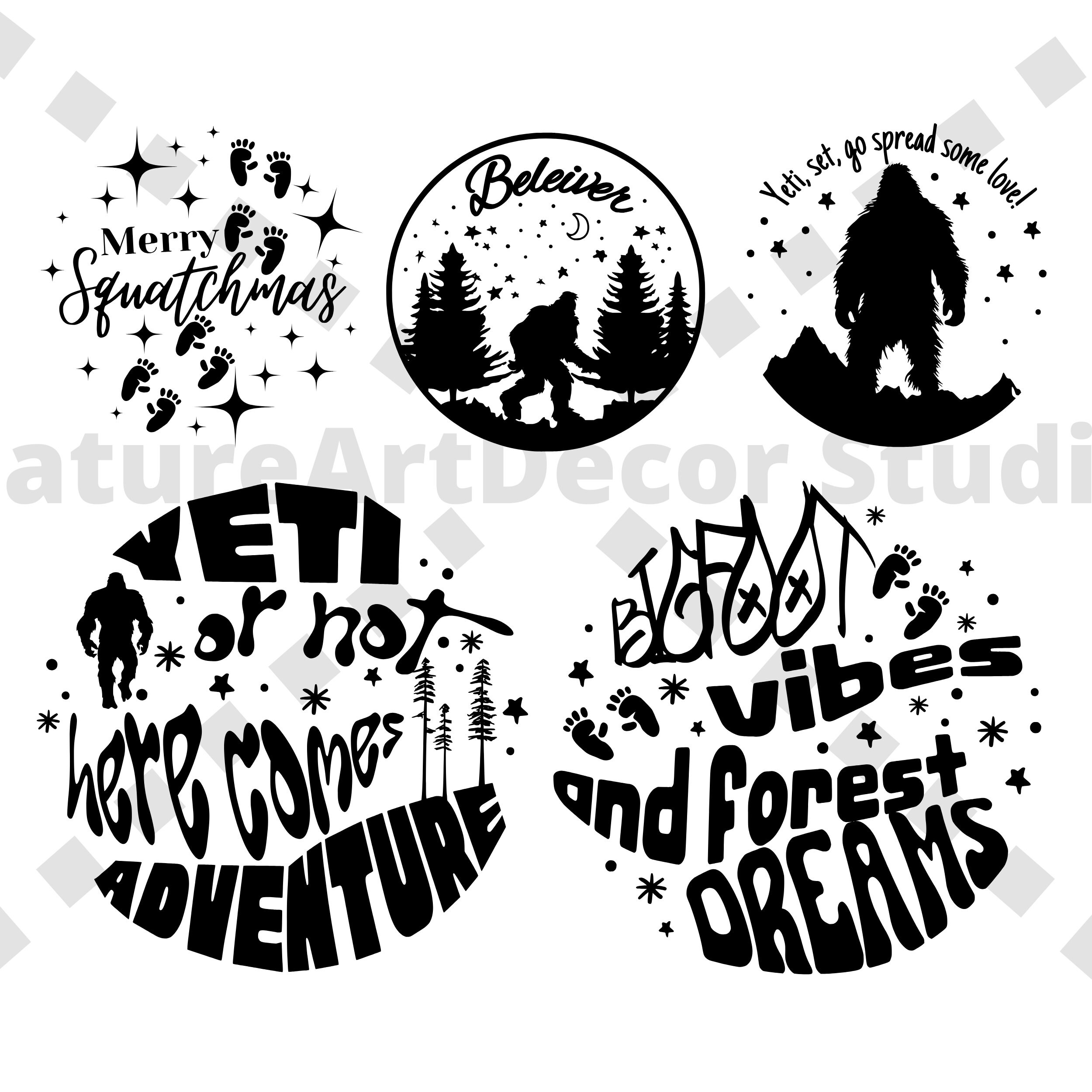 10pc Bigfoot Circle Word Art Svg Bundle, Sasquatch Yeti Text Clipart ...