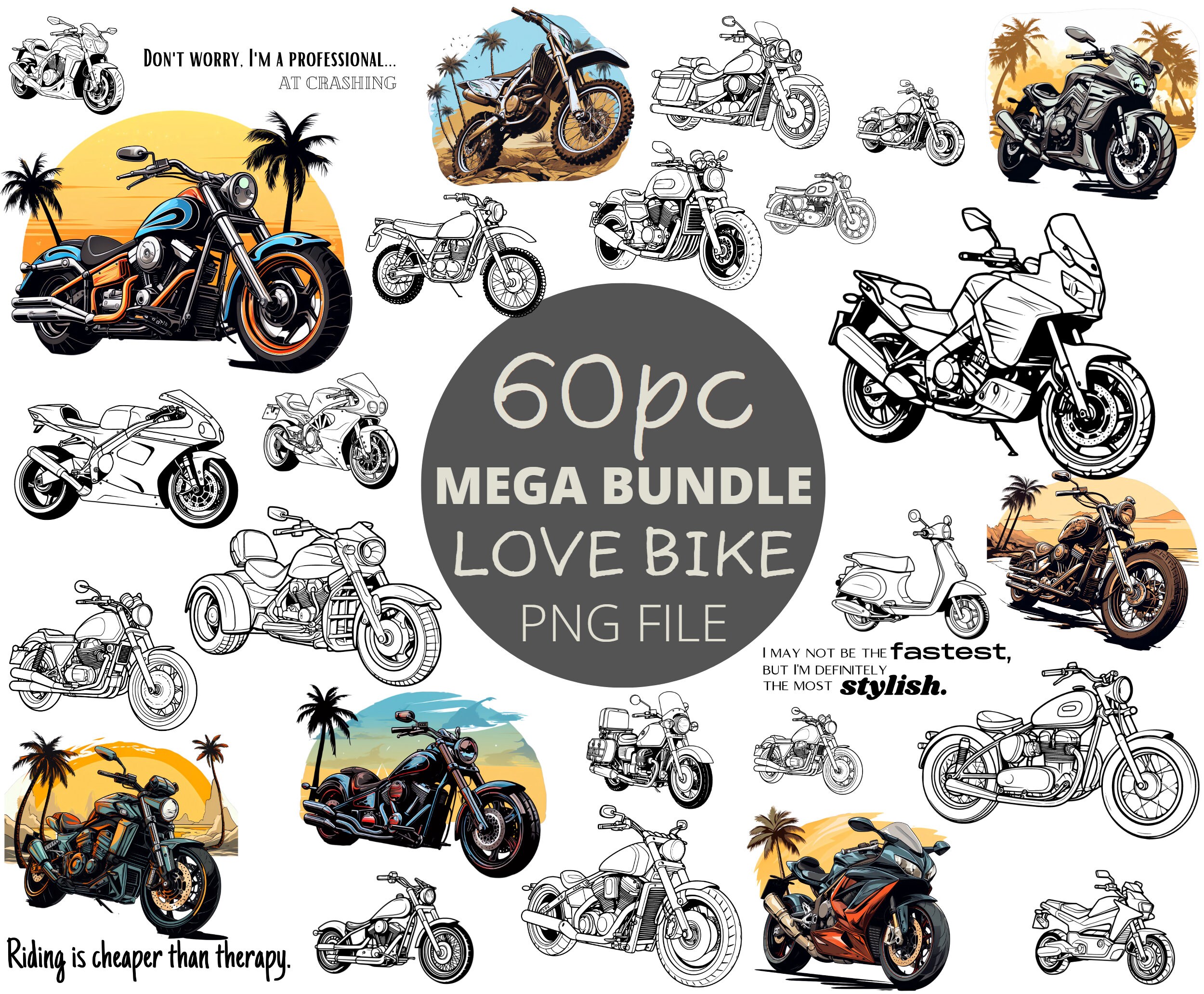 60pc Love Bike Mega SVG and PNG Bundle, Motorcycle Cut Files ...