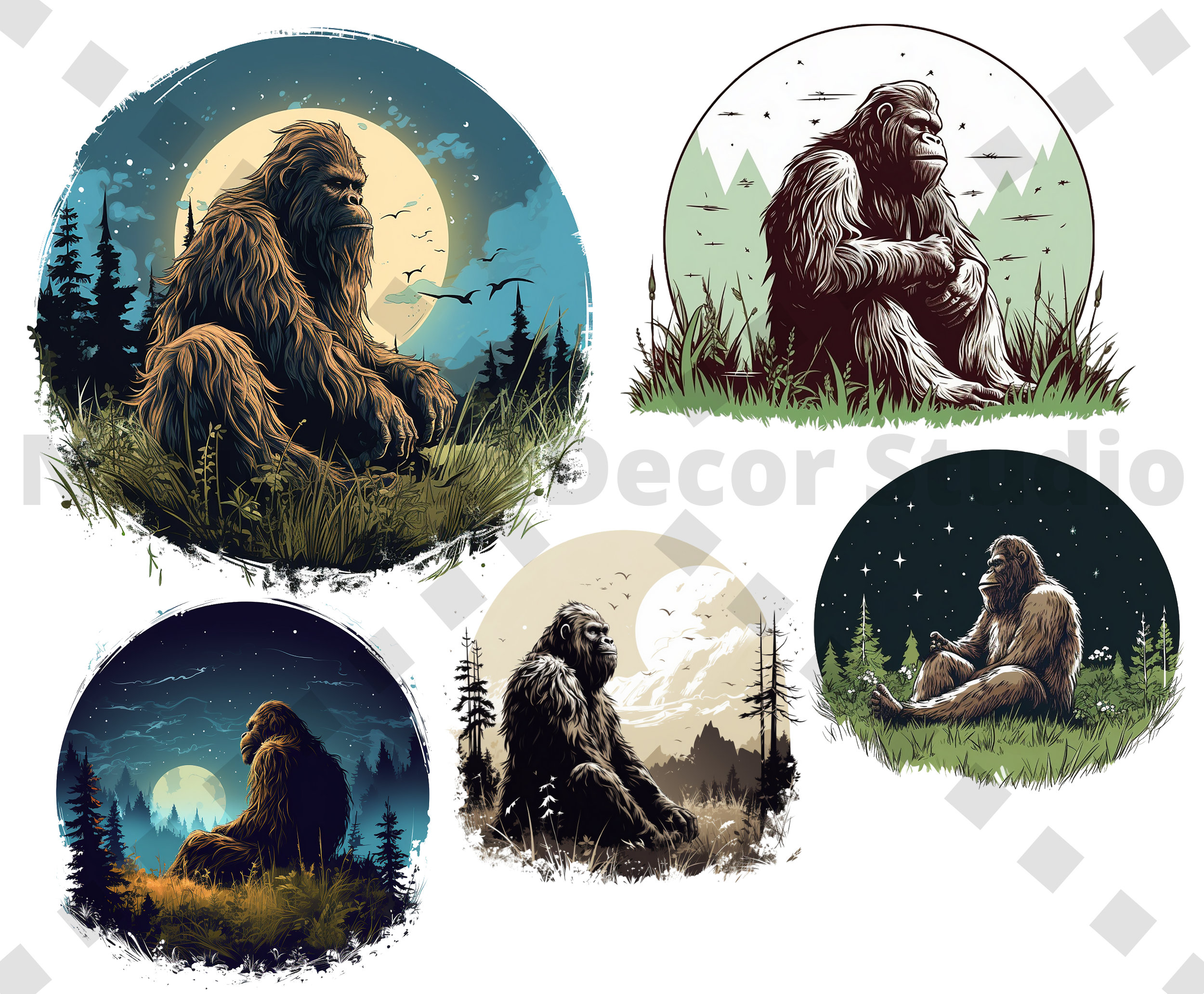 Bigfoot at Midnight PNG Bundle Vintage Sasquatch Imges Yeti - Etsy