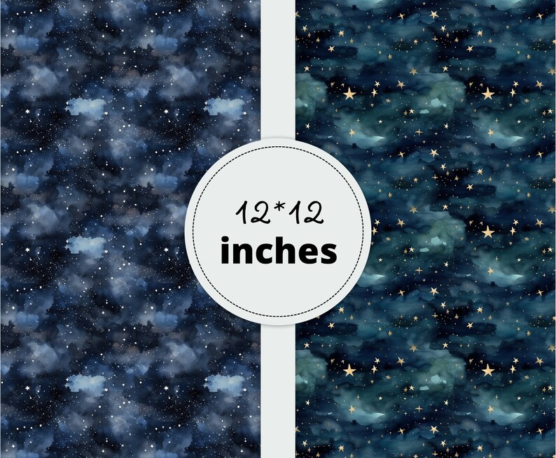 10 Pc Seamless Dark Midnight Sky Pattern Digital Paper Bundle, JPG ...