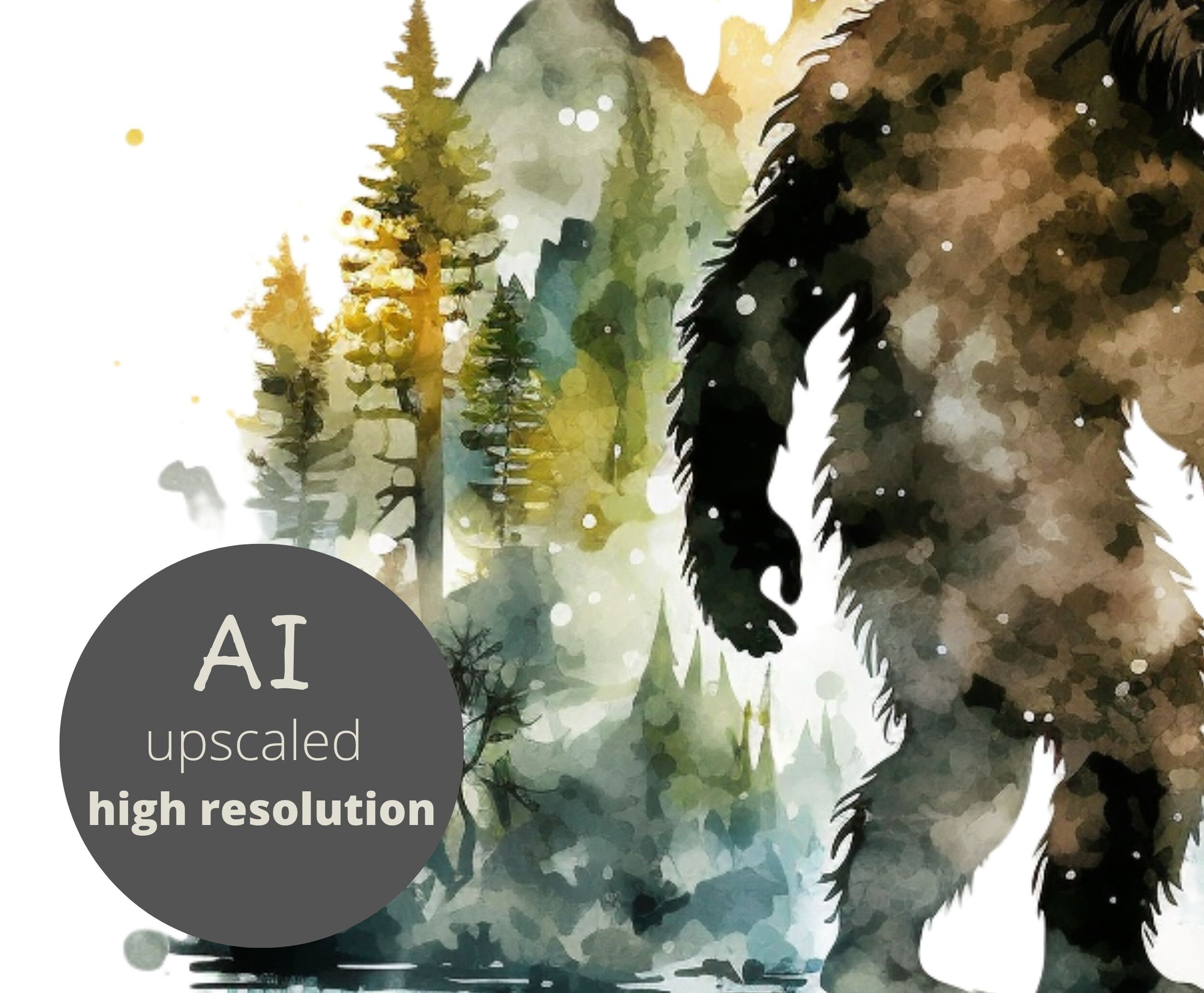 5pc Bigfoot Water Color PNG Bundle Sasquatch Yeti Hiking - Etsy