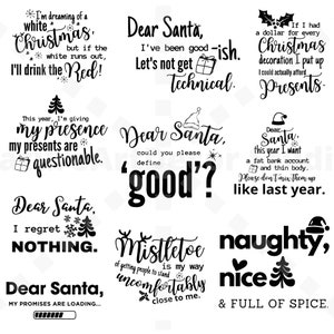 30pc Funny Christmas Text SVG Bundle, Sarcastic Santa Claus Digital Art ...