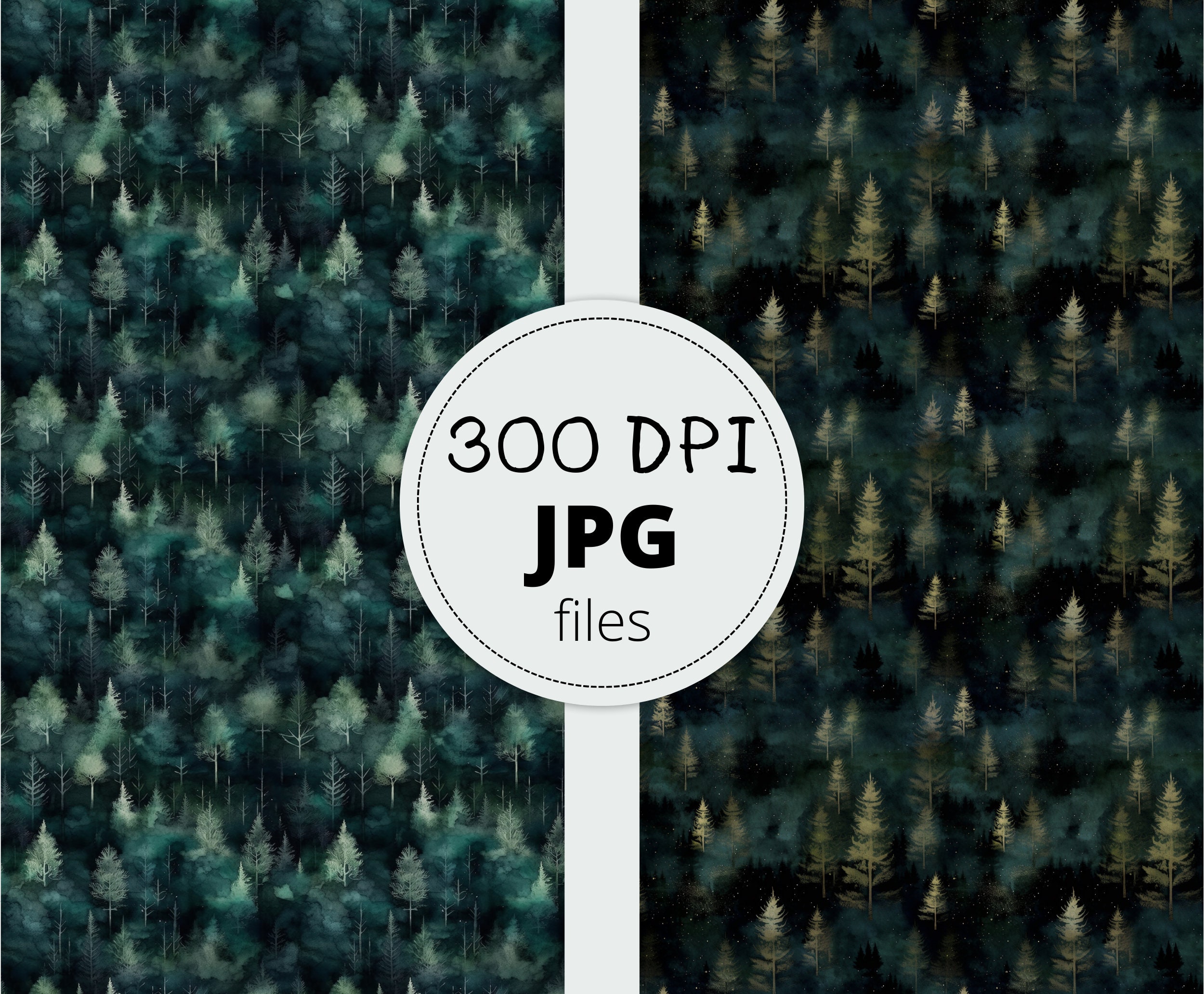 10 Pc Seamless Dark Forest Pattern Digital Paper Bundle, JPG, Instant ...