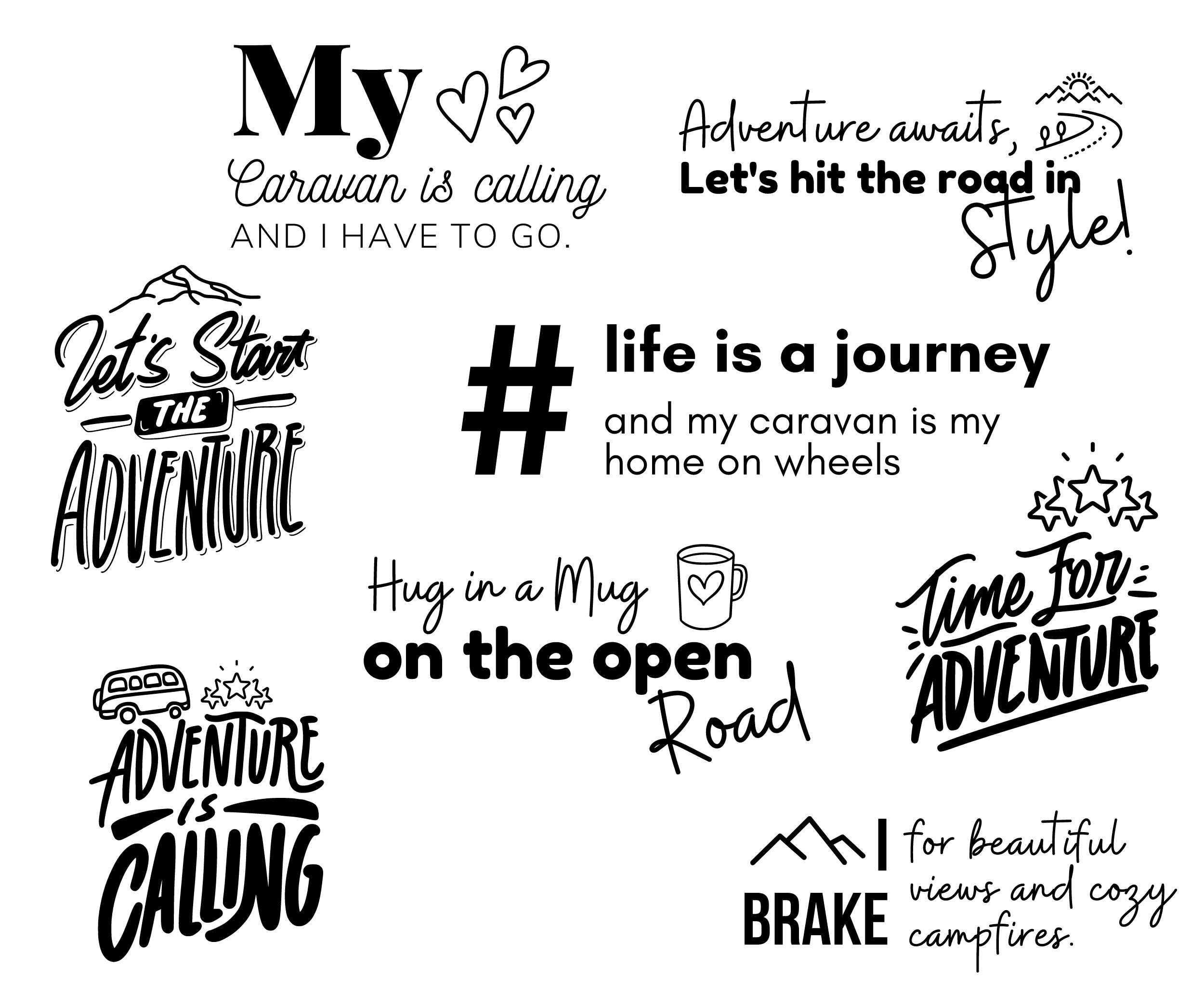 25pc Happy Caravan Text SVG Bundle, Camping Cut Files, Outdoor Camping ...