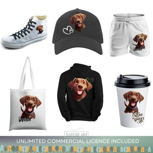 5pc Cartoon Labrador Dog Head PNG Bundle, Cute Chocolate Color Puppy ...