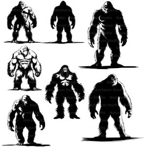 Bigfoot Silhouette Line Art Svg Bundle, Yeti, Sasquatch Cryptid Clipart ...