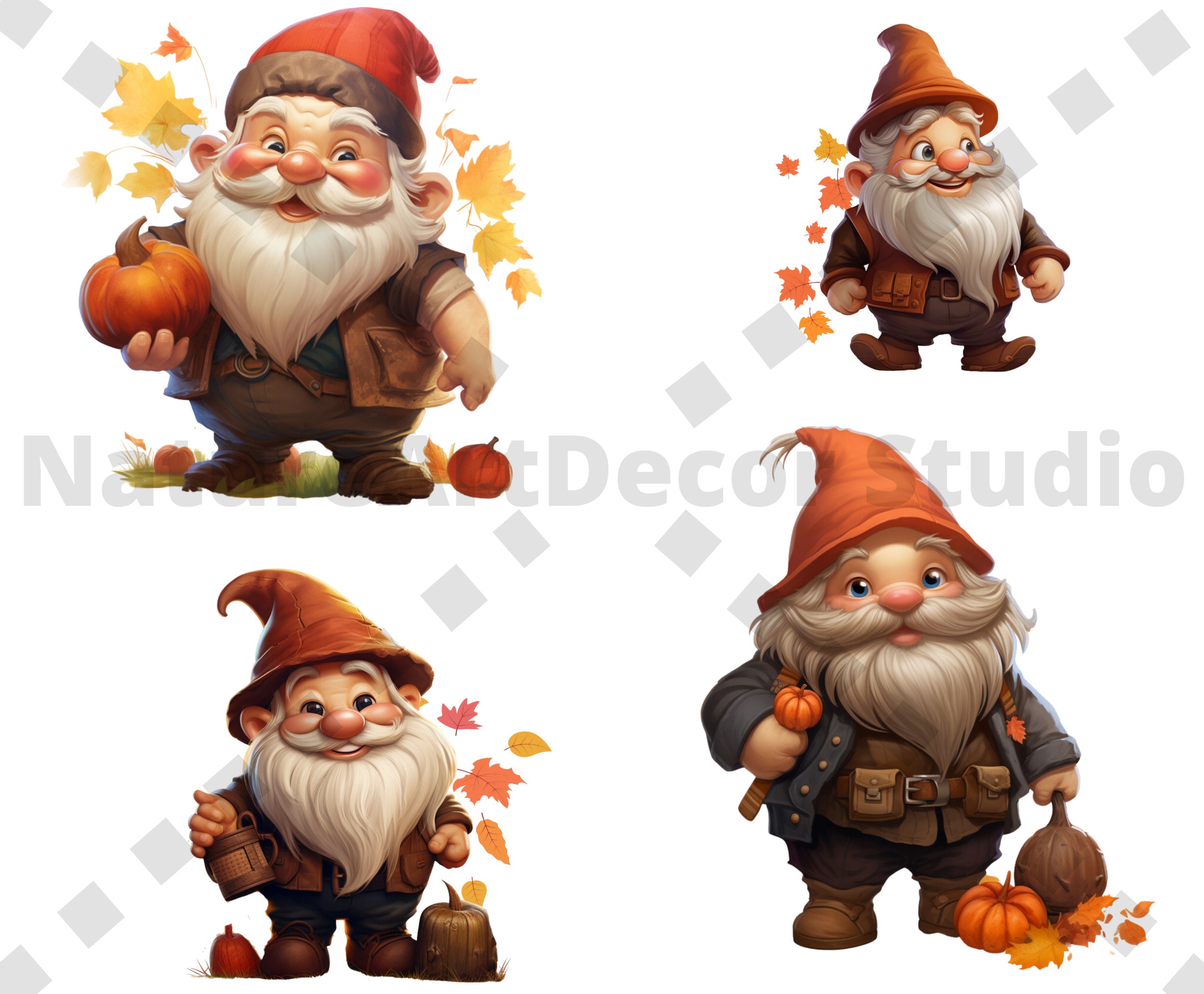 20pc Autumn Cartoon Dwarf PNG Bundle Gnomes Clipart Fantasy - Etsy