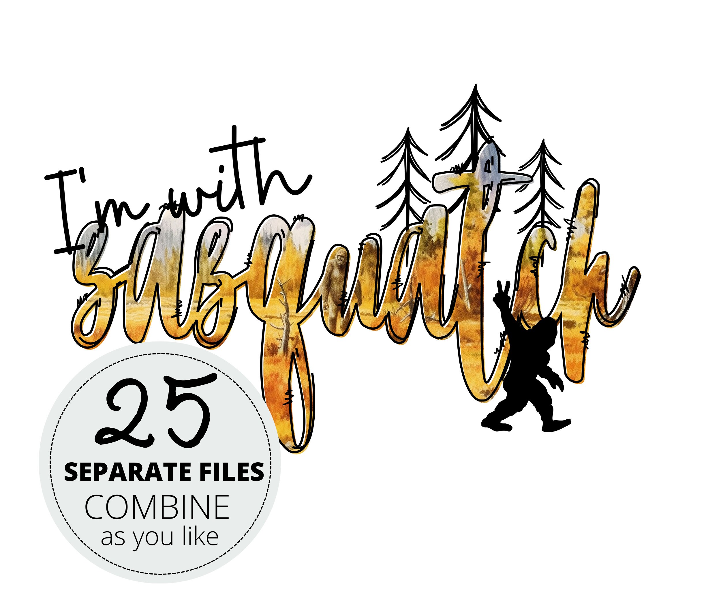 25pc Sasquatch Doodle SVG & PNG Bundle Bigfoot Cut Files - Etsy