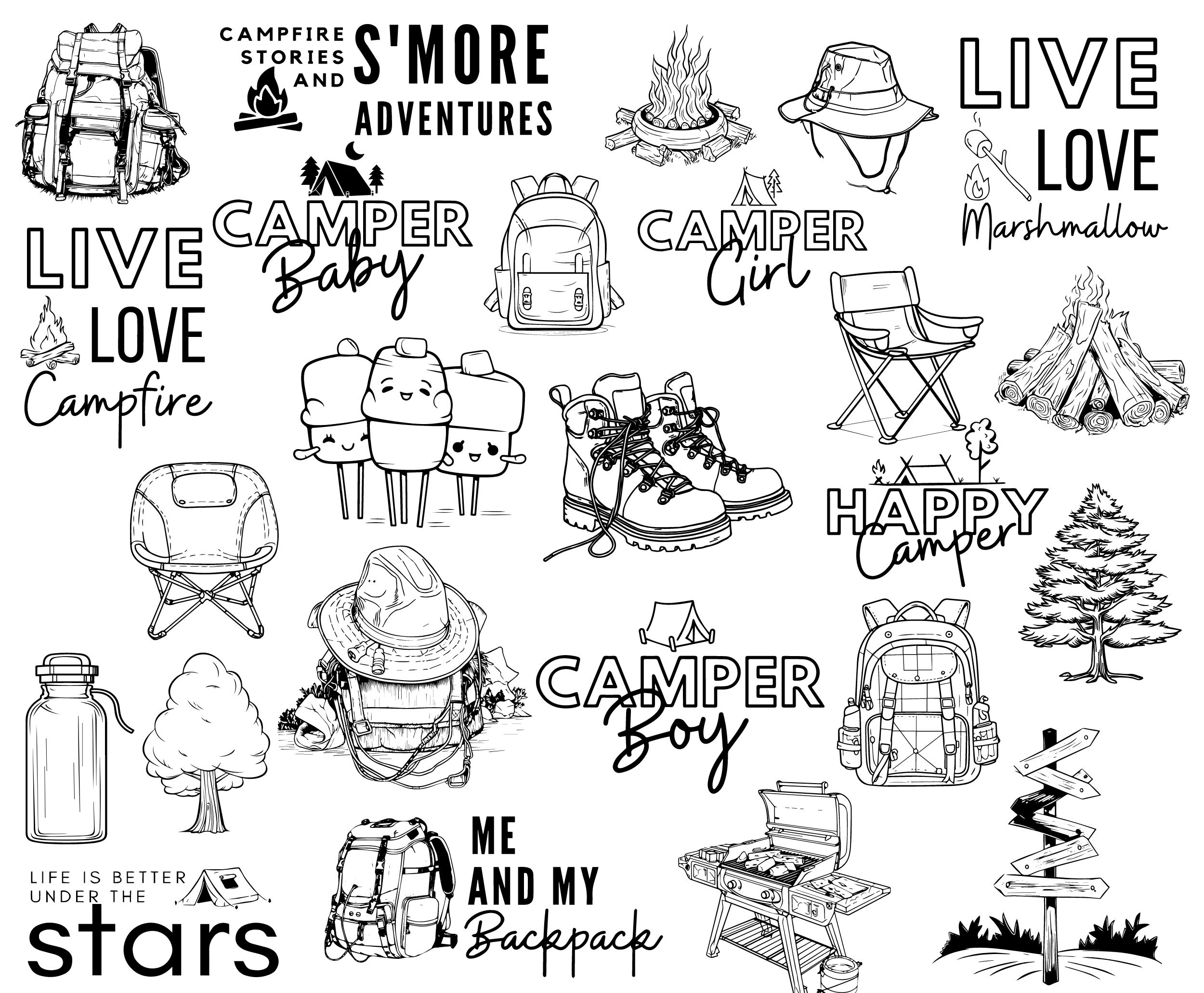 100pc Camping Caravan SVG Megabundle Sticker Cut Files - Etsy
