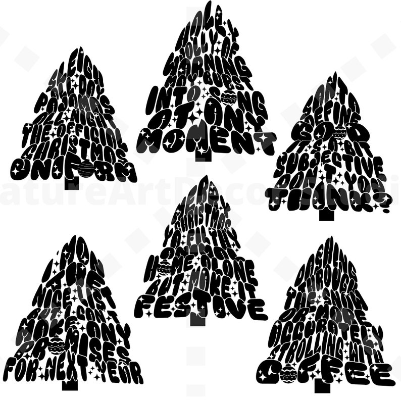 20pc Funny Christmas Text Tree SVG Bundle X-mas Tree Word - Etsy