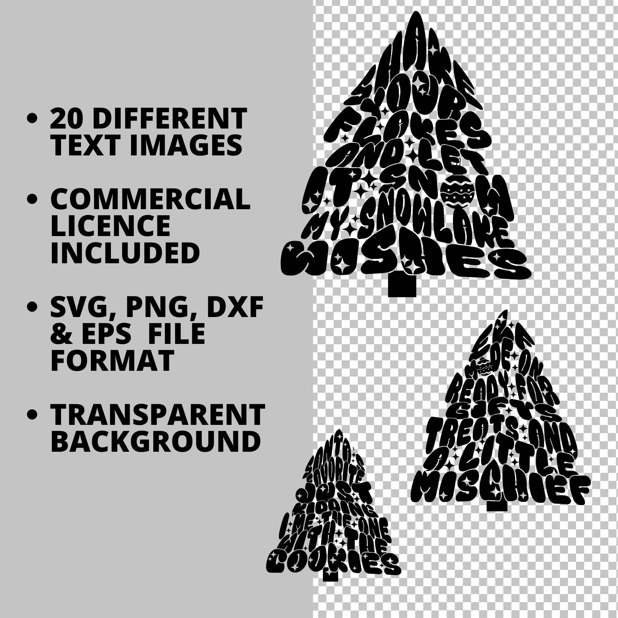 20pc Funny Christmas Text Tree SVG Bundle X-mas Tree Word - Etsy