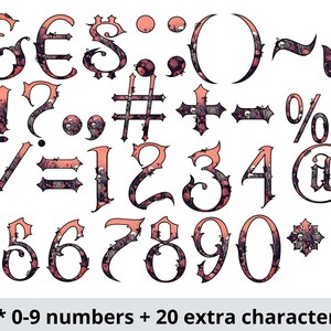 Halloween Doodle Alphabet Letters, 5 Full Spooky Gothic Alpha PNG ...