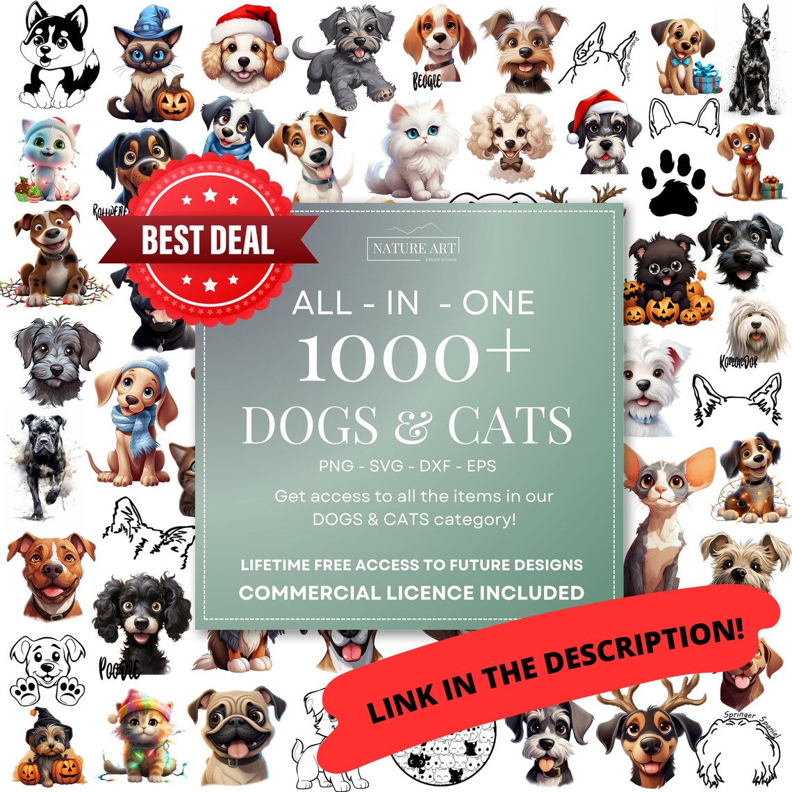 5pc Cartoon Australian Kelpie Dog Clipart PNG Bundle, Cute Dog POD ...