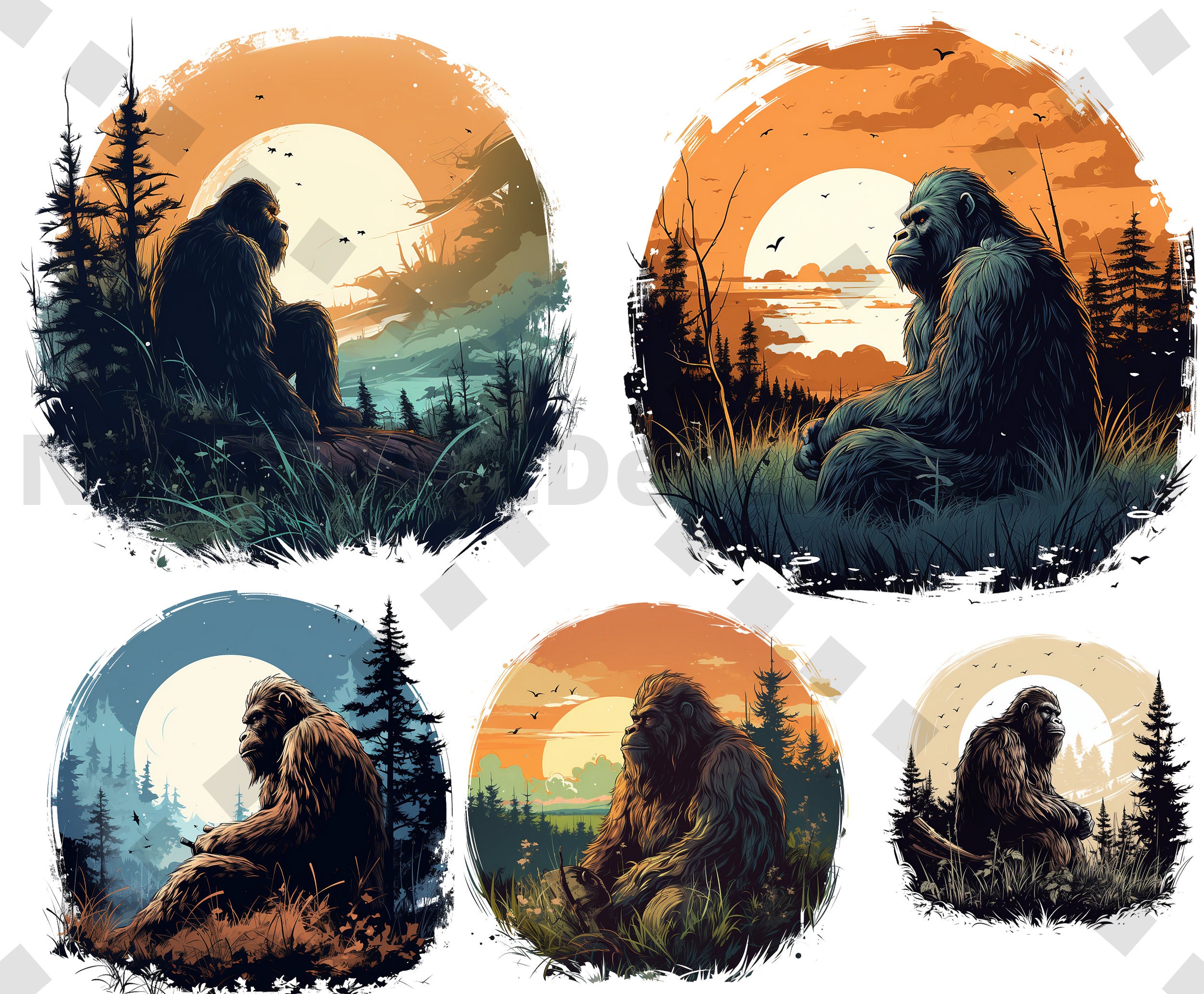 Bigfoot at Midnight PNG Bundle Vintage Sasquatch Imges Yeti - Etsy