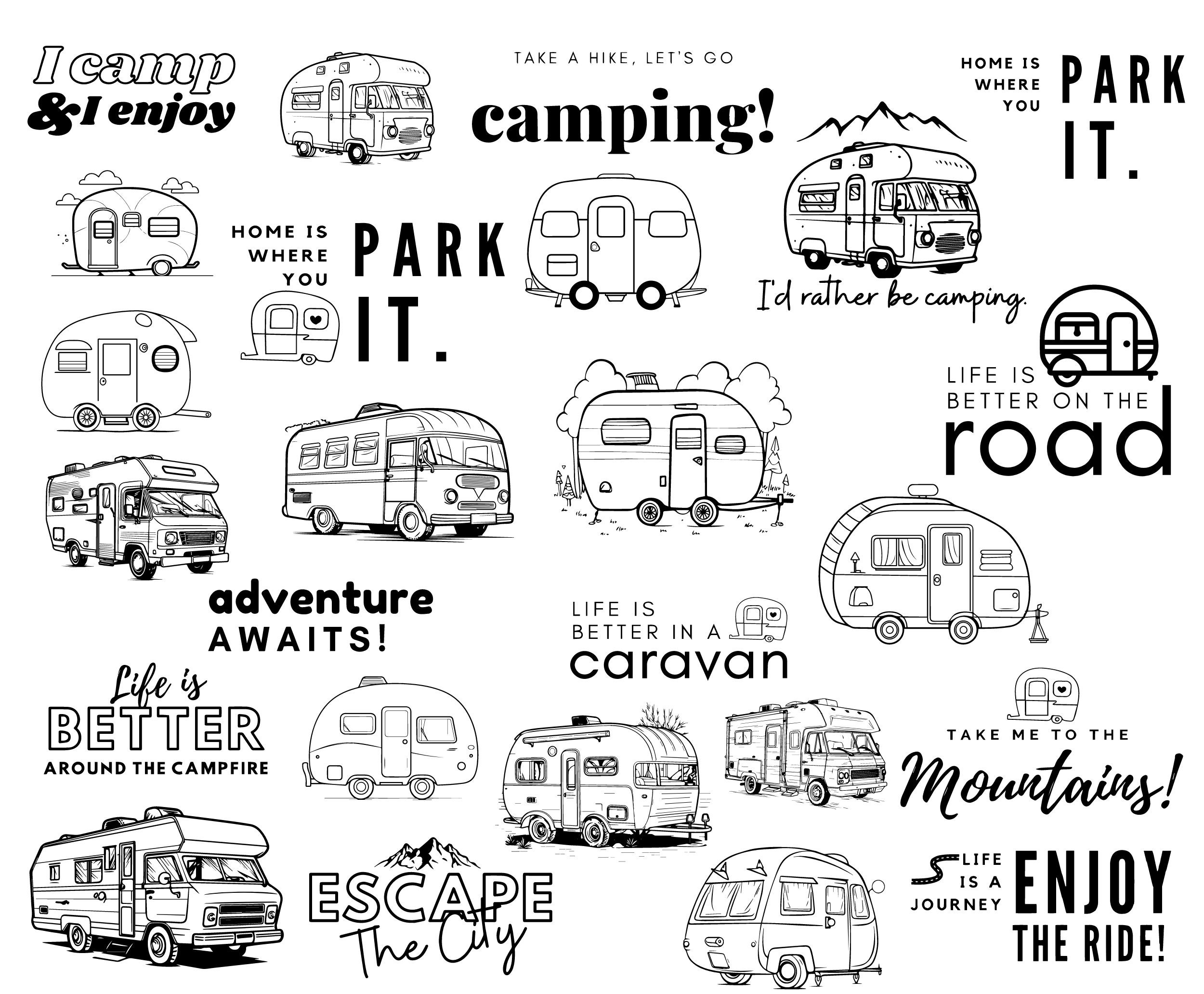 100pc Camping Caravan SVG Megabundle Sticker Cut Files - Etsy