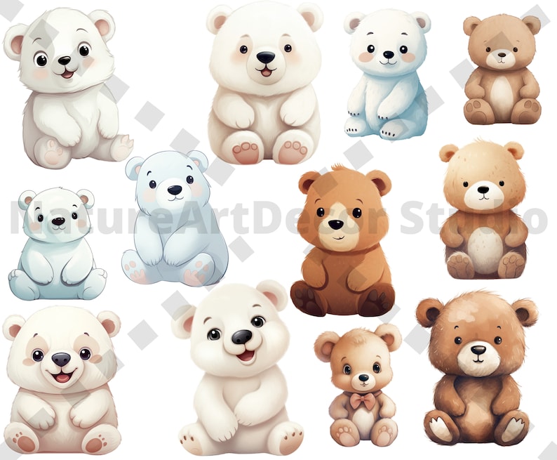 70pc Cute Cuddly Bears PNG Bundle Delightful Drawings of - Etsy