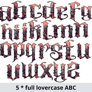 Halloween Doodle Alphabet Letters, 5 Full Spooky Gothic Alpha PNG ...