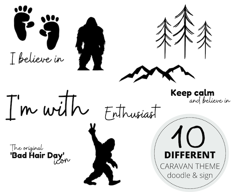 25pc Sasquatch Doodle SVG & PNG Bundle Bigfoot Cut Files - Etsy
