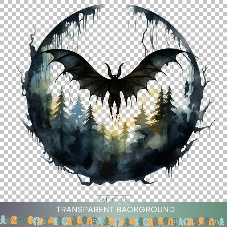 5pc Mothman Watercolor PNG Bundle, Mothman Clipart, POD Allowed Digital ...