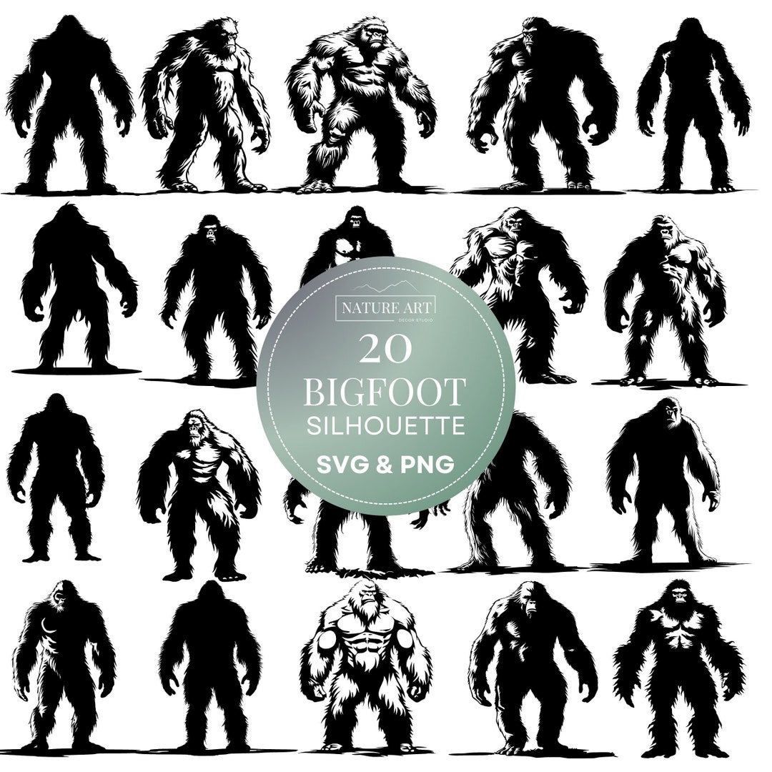 Bigfoot Silhouette Line Art Svg Bundle, Yeti, Sasquatch Cryptid Clipart ...
