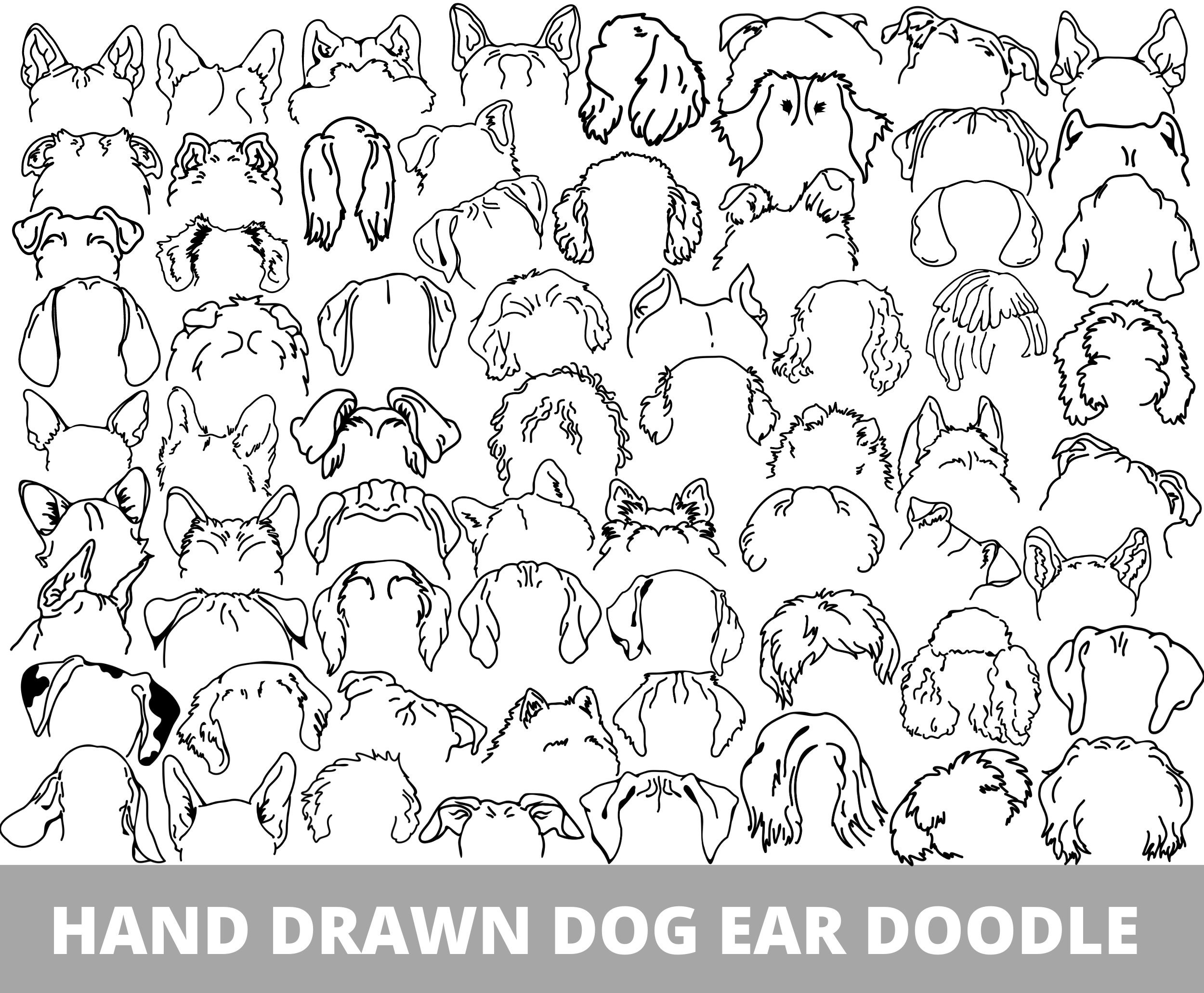 70pc Dog Ears Doodle SVG PNG DXF Bundle Dog Breed Outline - Etsy