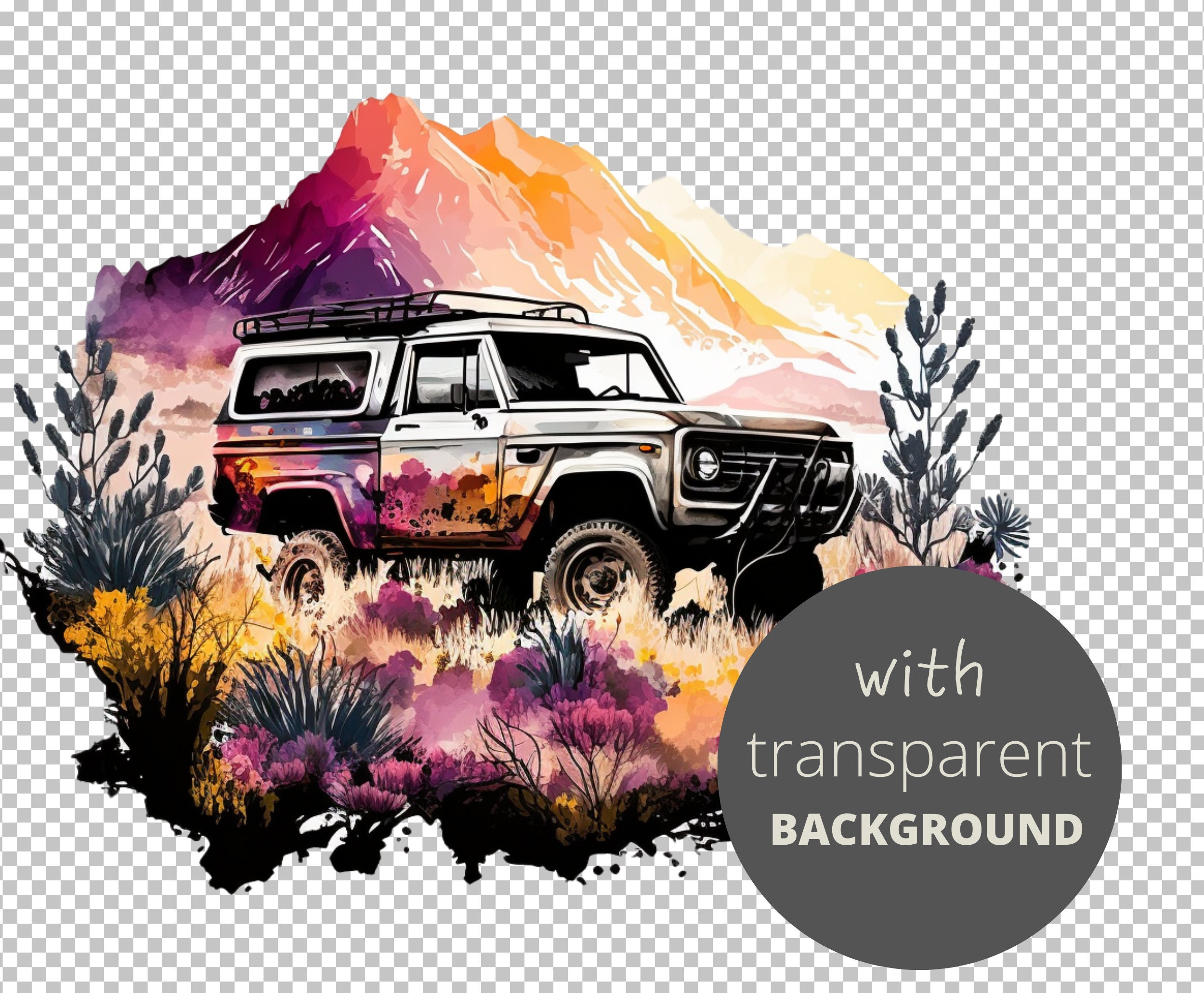 5pc Offroad Water Color PNG Bundle Adventure Car 4x4 Vehicle - Etsy