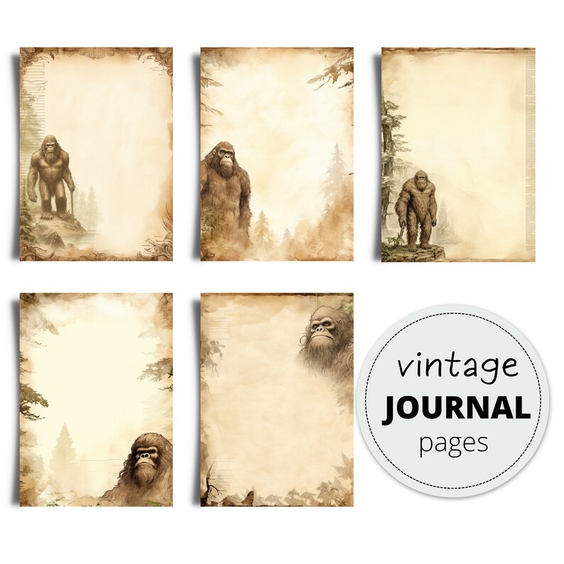 20 Pc Ancient Bigfoot Paper Textures Journal Kit, Vintage Sasquatch ...