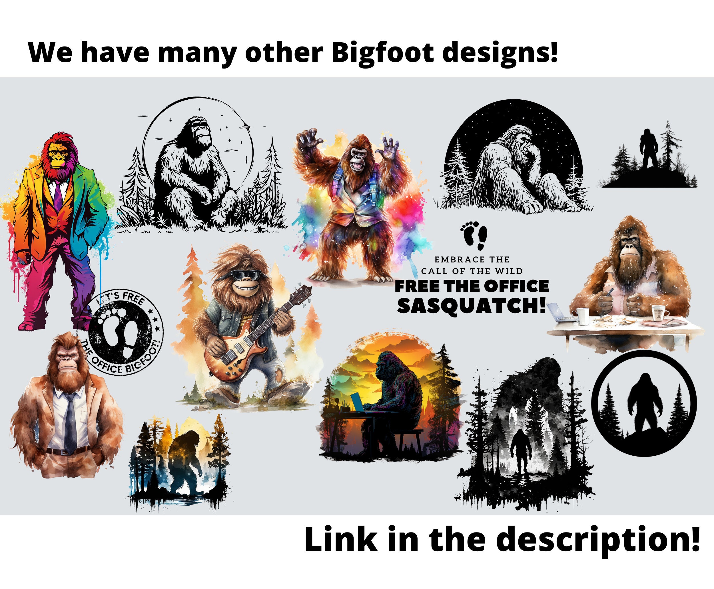 Bigfoot in Pink PNG Bundle, 15pc Girly Sasquatch Images, Yeti Clipart ...