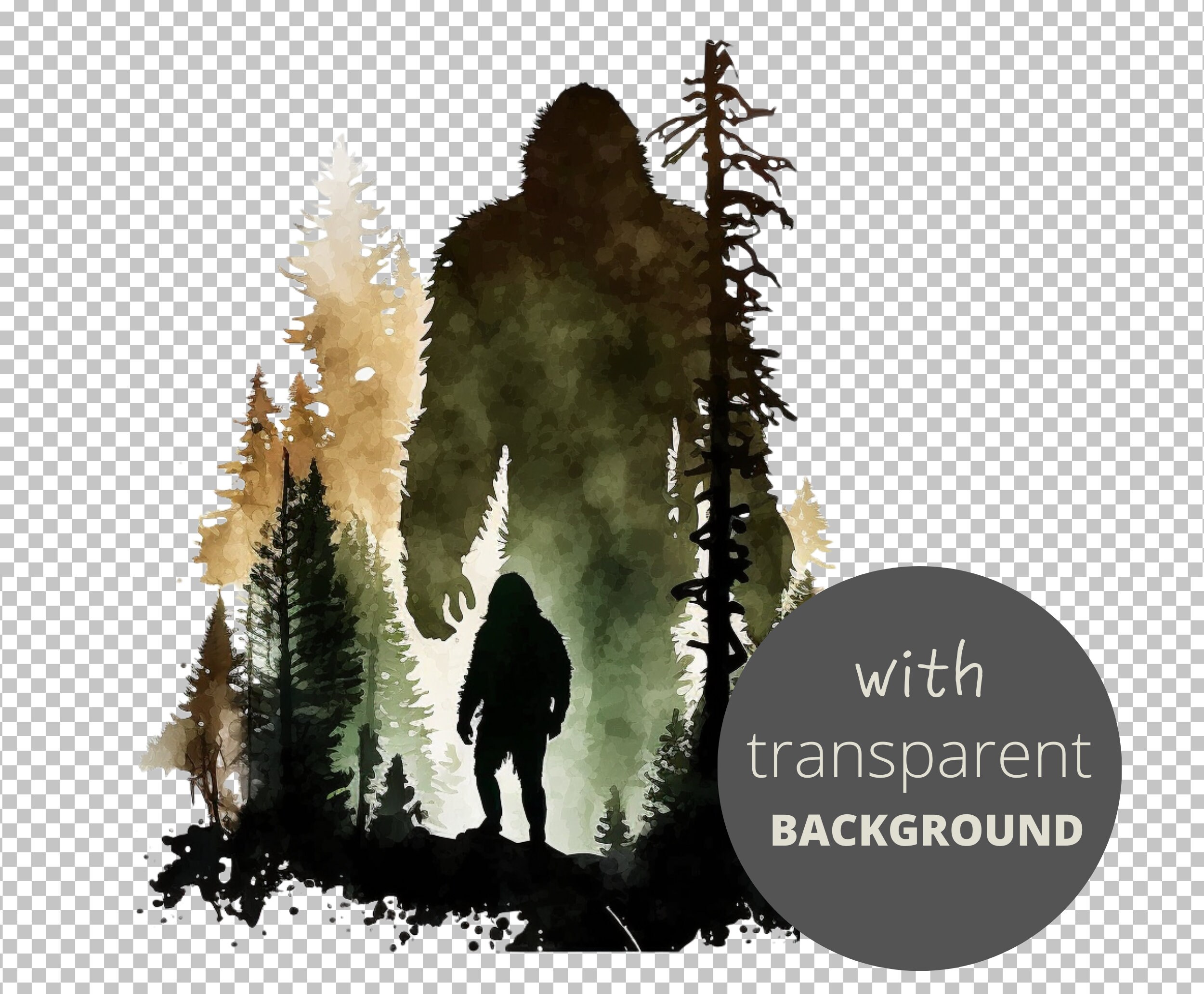 5pc Bigfoot Water Color PNG Bundle Sasquatch Yeti Hiking - Etsy